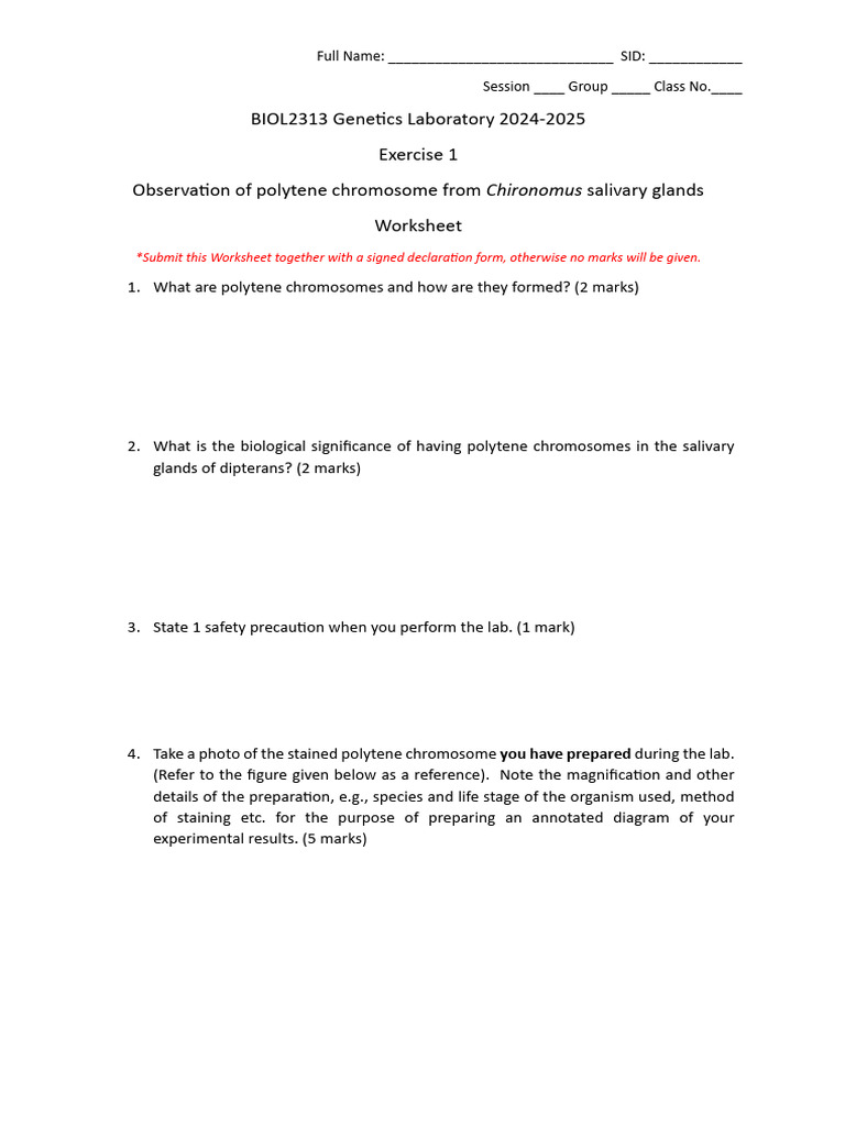 BIOL2313 Worksheet 1 | PDF
