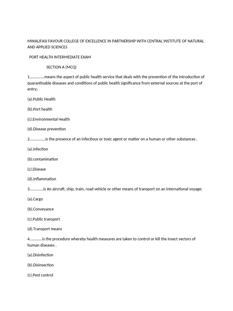 Port Health Exam: Key Concepts and Terms | PDF | Infection | Disinfectant