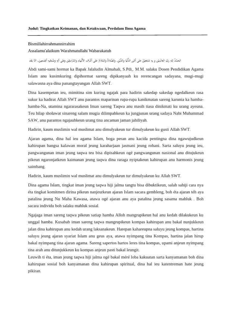 Pidato Bahasa Sunda | PDF