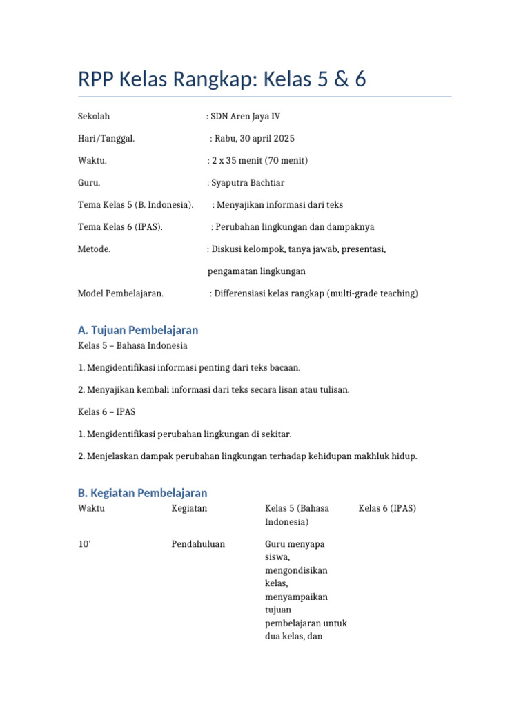 RPP_Kelas_Rangkap_Kelas5_6 | PDF