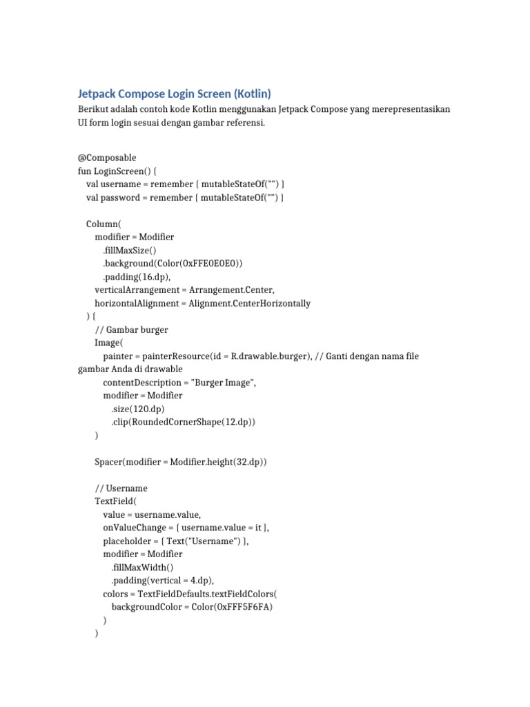 Jetpack Compose Login Screen | PDF