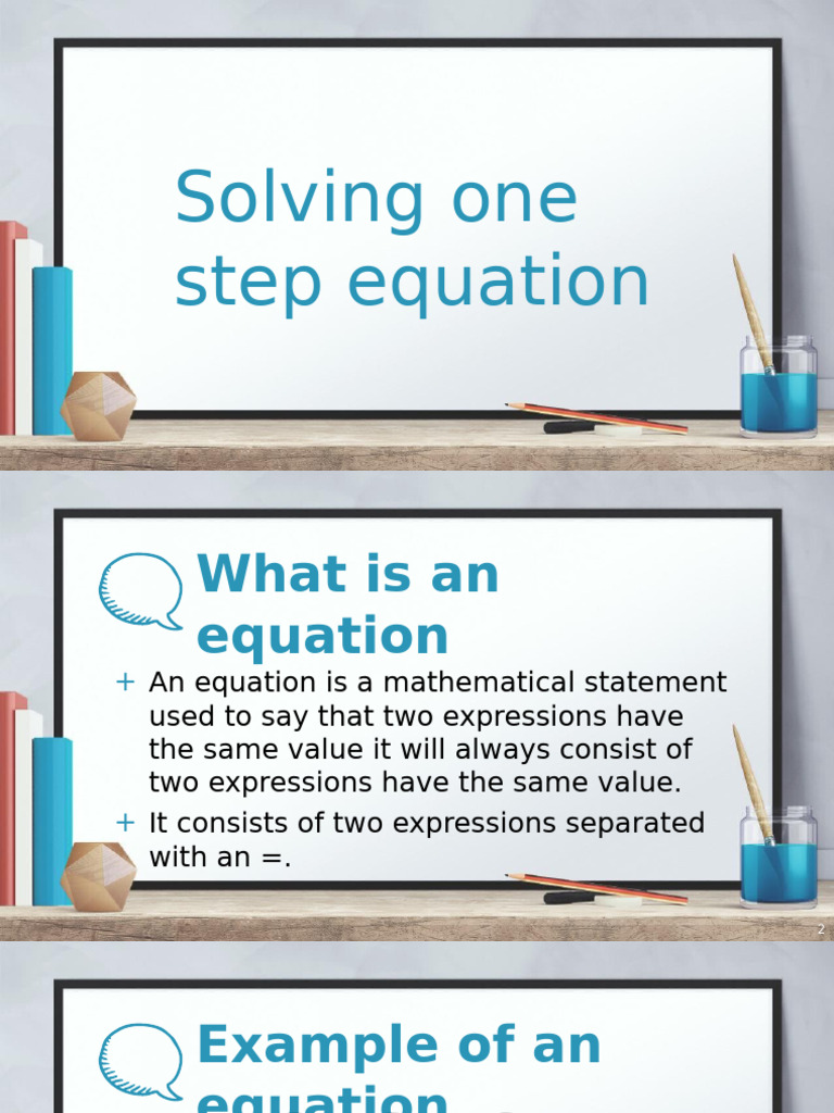 Solving One Step Equation | PDF | Equations | Multiplication