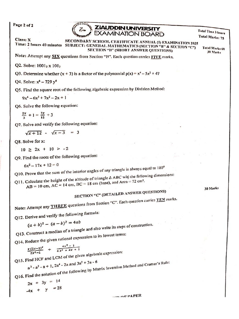 ZUEB X GENRAL MATHS PPR 1 Solve - BILLA FT SANCTUM | PDF