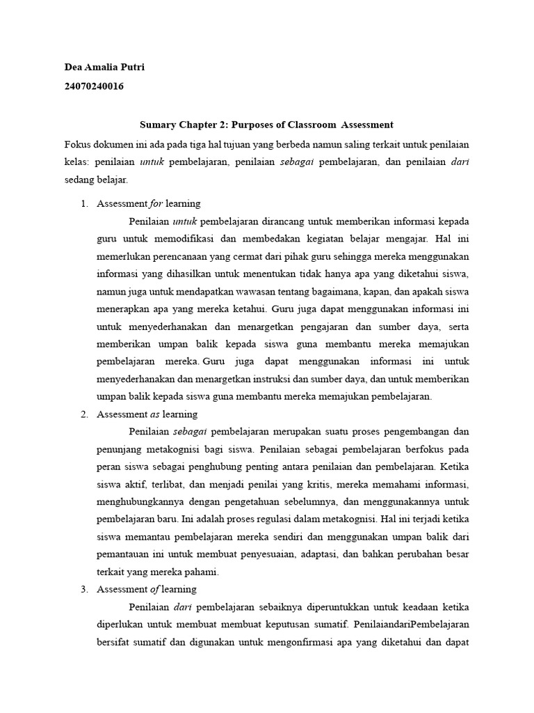 Tugas 2 - Sumary Assessment | PDF