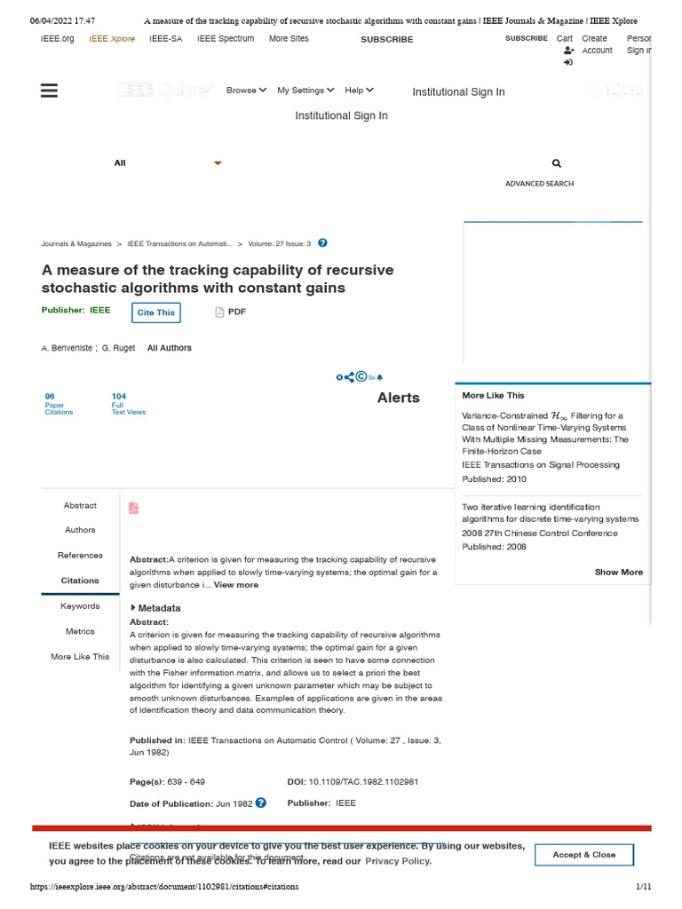 A Measure of The Tracking Capability of Recursive Stochastic Algorithms ...