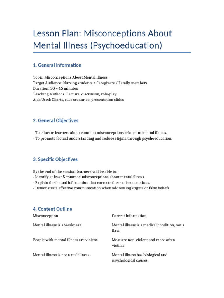 Addressing Misconceptions of Mental Illness | PDF