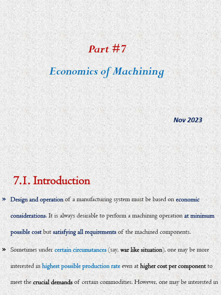 Economics of Machining Processes | PDF | Machining | Economics