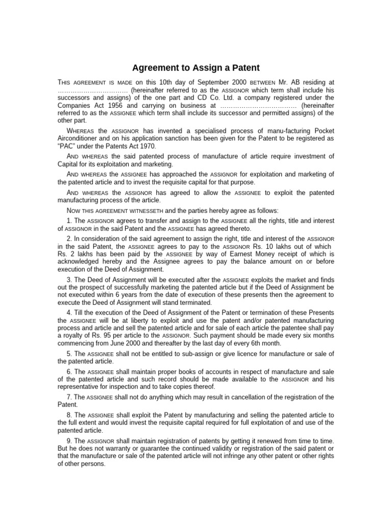 Chapter 41 - Forms-Patents and Trade Marks | PDF | Assignment (Law ...