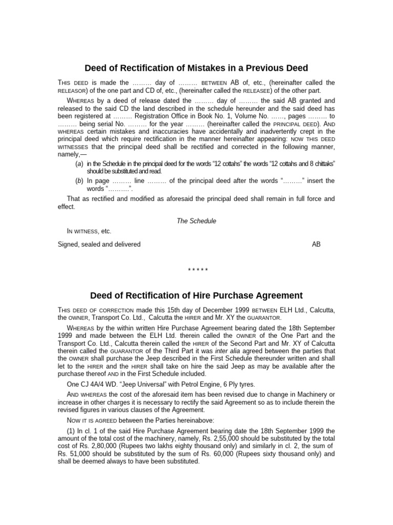 Chapter 47 - Forms-Rectification and Modification of Deeds | PDF | Law ...