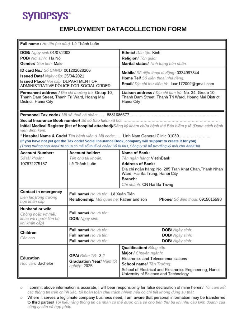 EE Data Collection Form | PDF