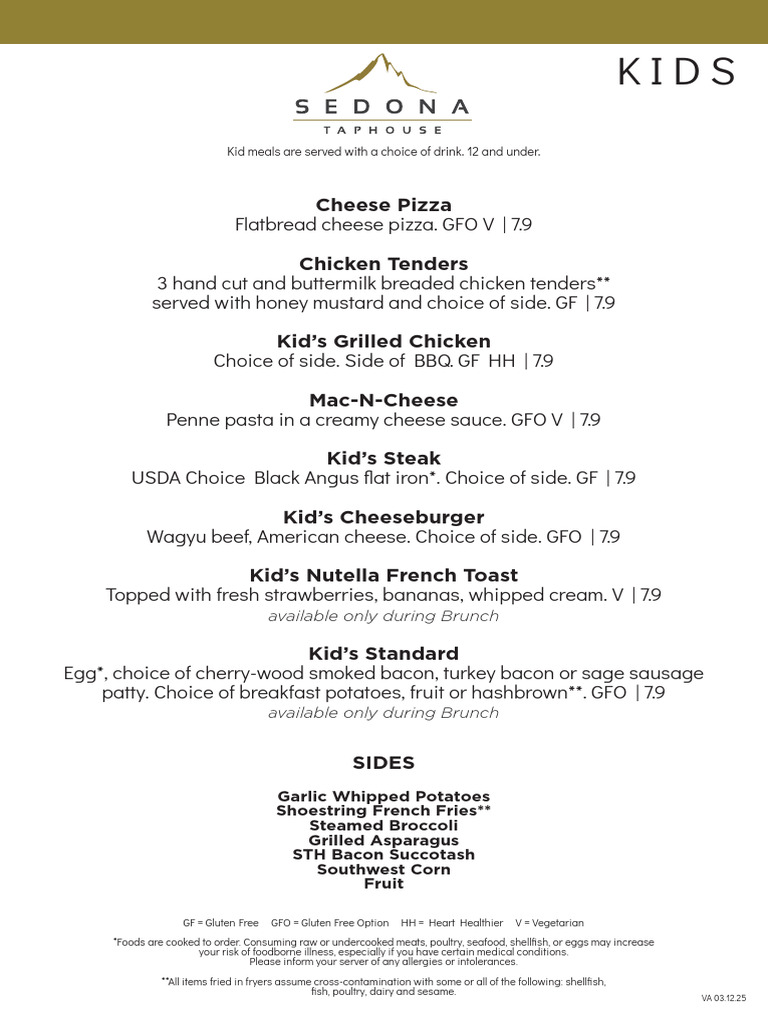 Kid-Menu-Web Spring2025 CompanyStores 03.12.25 | PDF | Bacon | Sausage