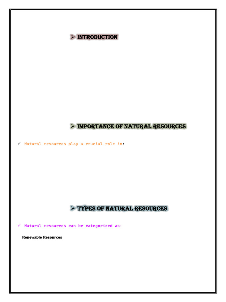Natural Resources Project Class10 | PDF | Resource | Sustainability