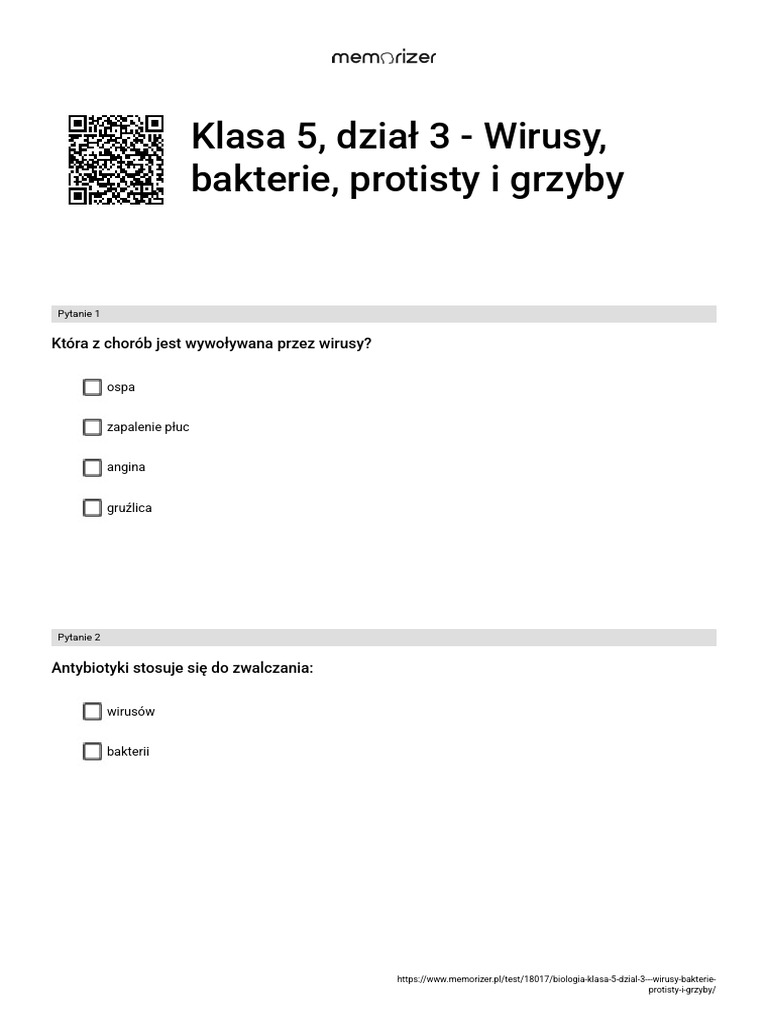 Klasa 5, Dział 3 - Wirusy, Bakterie, Protisty I Grzyby - ROZWIĄŻ | PDF