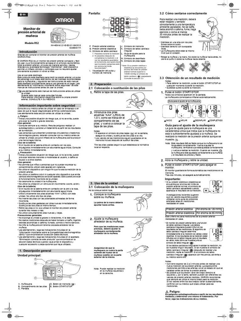 Tensiometro Omron rs2 | PDF | Presión sanguínea | Legumbres