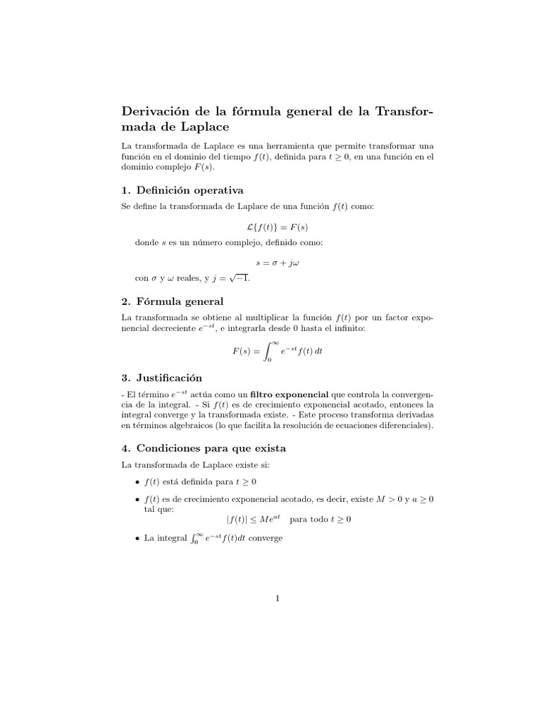 Fórmula de la Transformada de Laplace | PDF