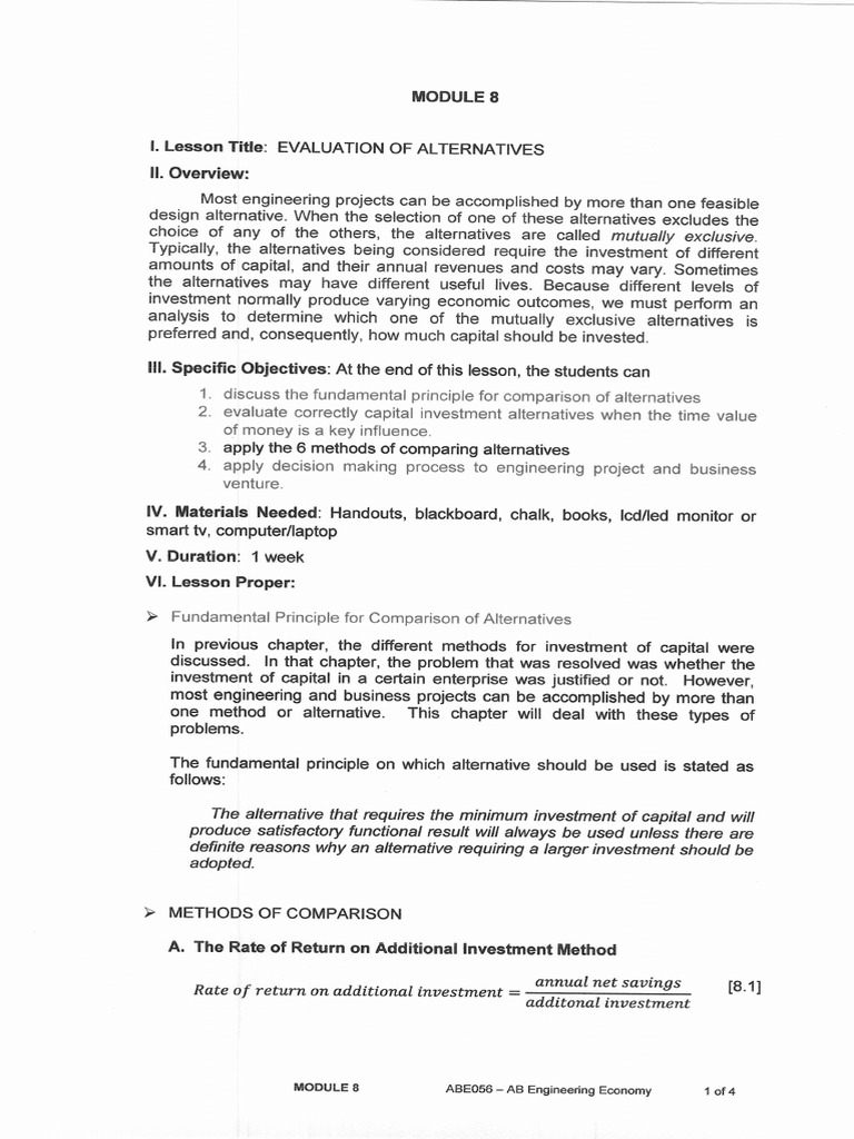 8 Evaluating Alternatives | PDF