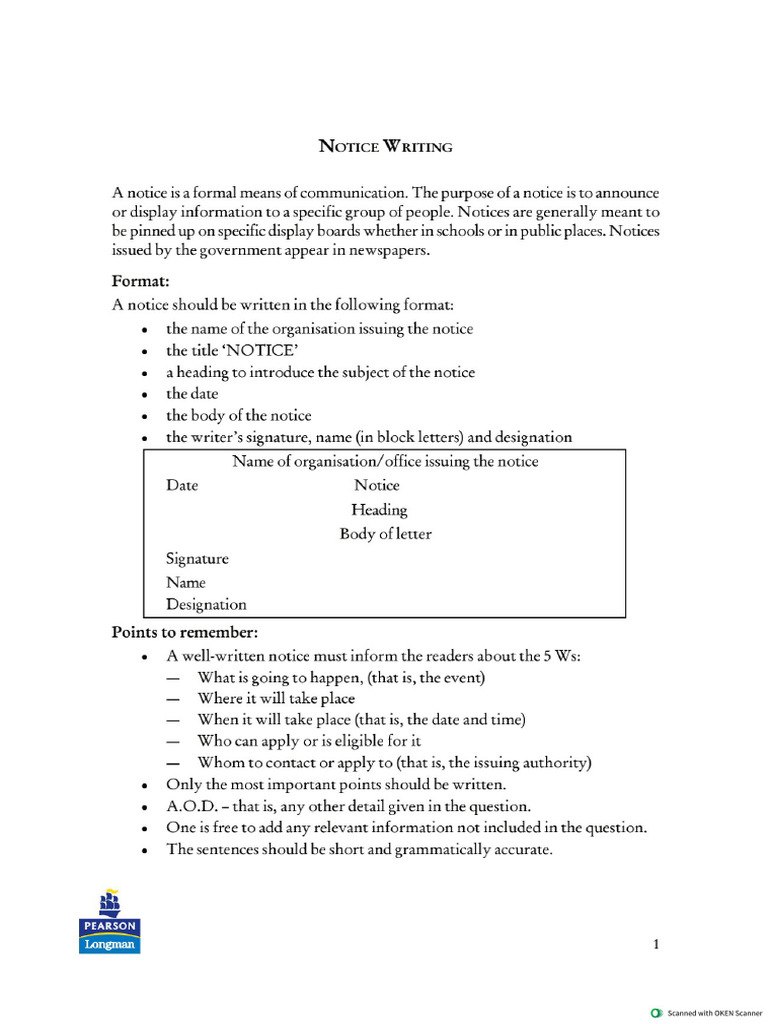 Notice Writing | PDF