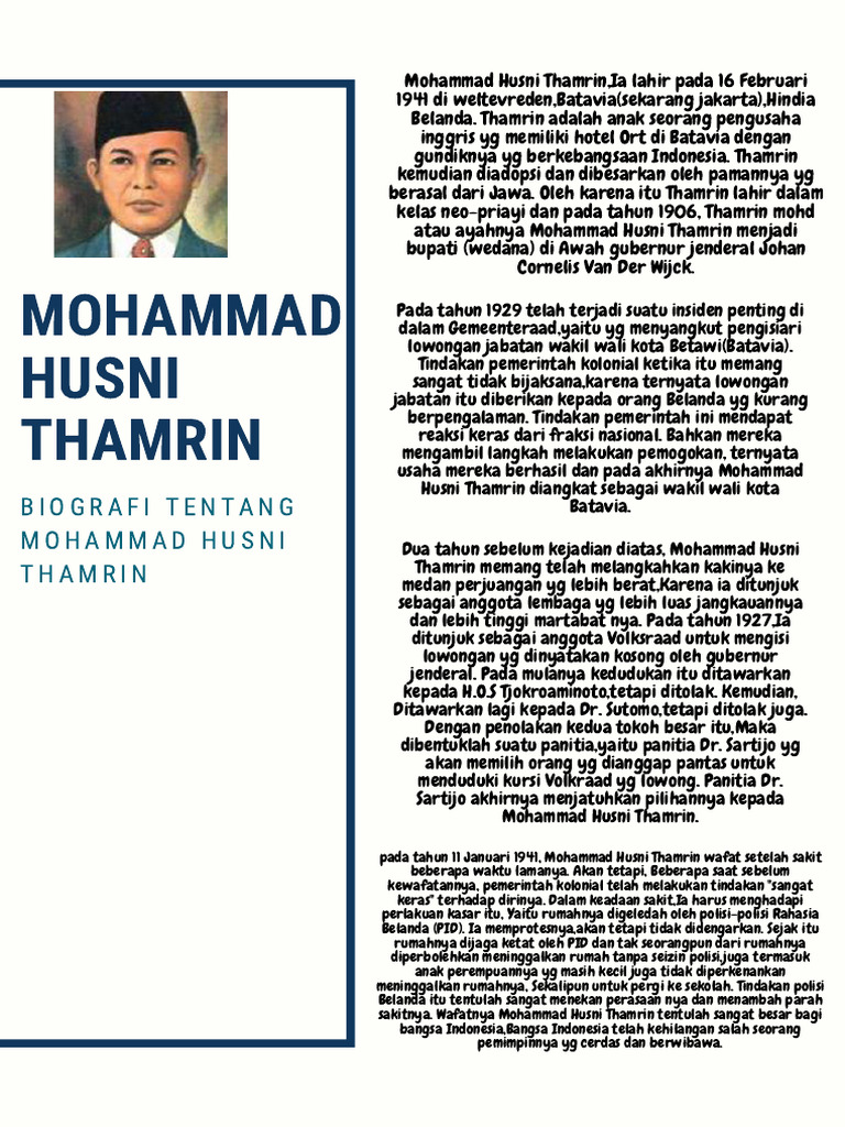 Biografi Tentang Mohammad Husni Thamrin - 20250513 - 145948 - 0000 | PDF