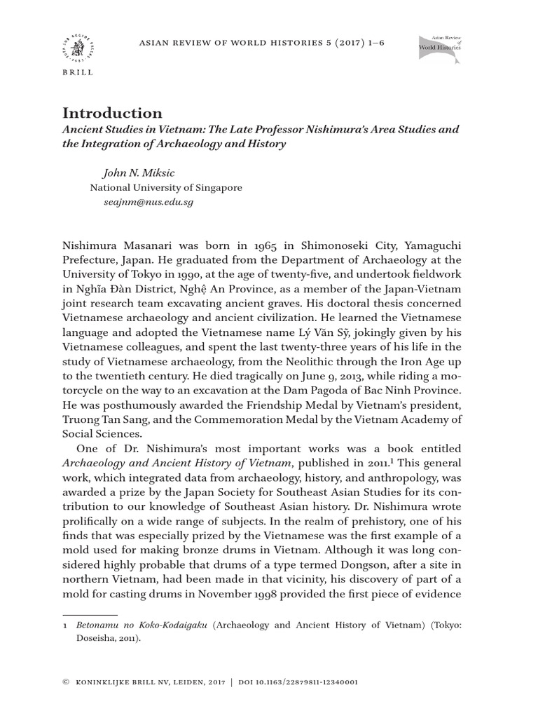 Ancient Studies in Vietnam The Late Professor Nishimura | PDF | Archaeology | Vietnam