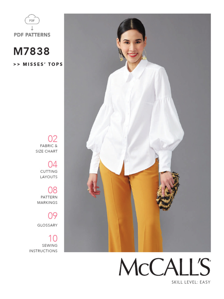 Misses' Tops Sewing Guide & Charts | PDF | Seam (Sewing) | Textiles