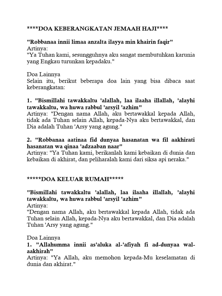 Doa Keberangkatan Haji dan Umroh | PDF