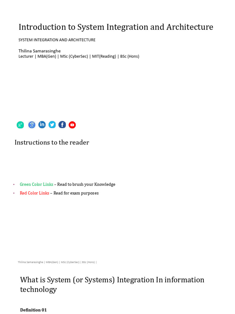 Lesson 01 - Introduction To System Integration and Architecture Part 02 ...