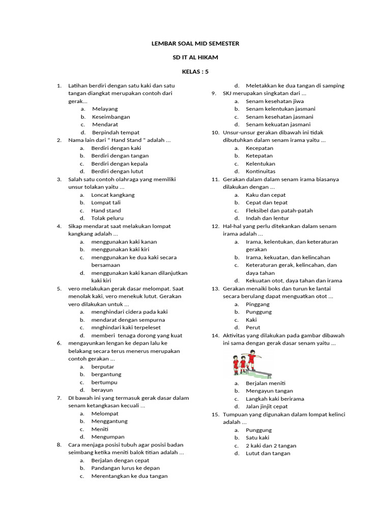 Lembar Soal Mid KLS 5 Semester | PDF