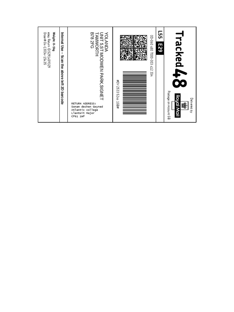 Return Address: Sonam Dechen Gwyned Atlantic College Llantwit Major CF61 1WF | PDF