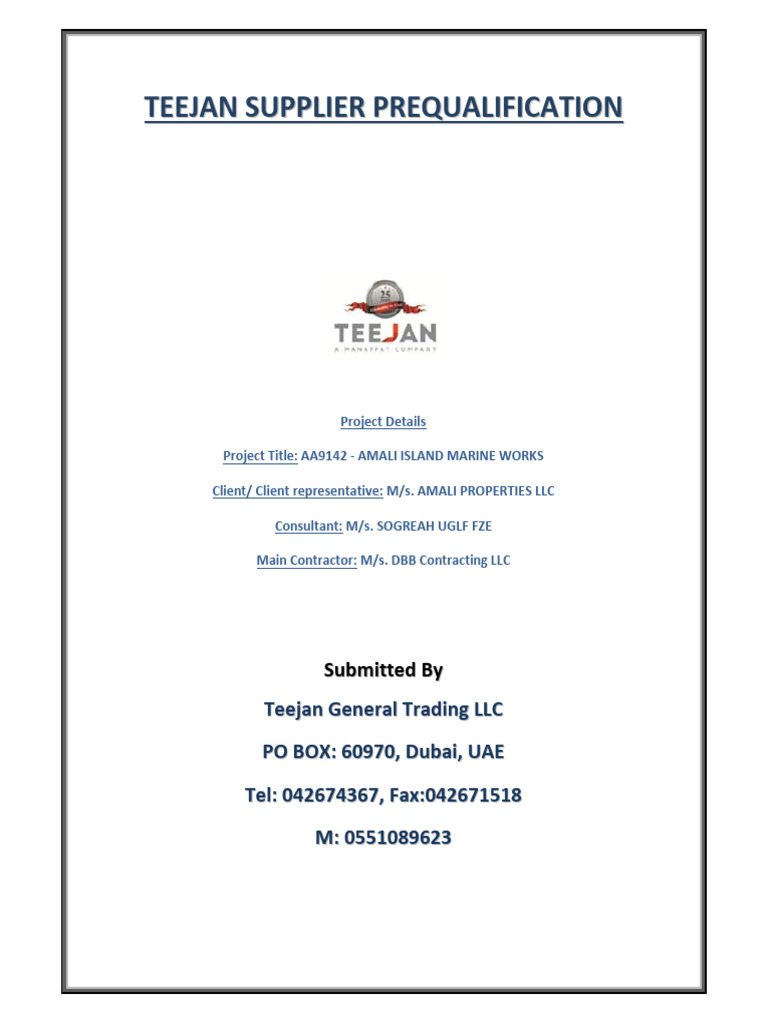 Teejan General Trading Profile & Products | PDF | Specification ...