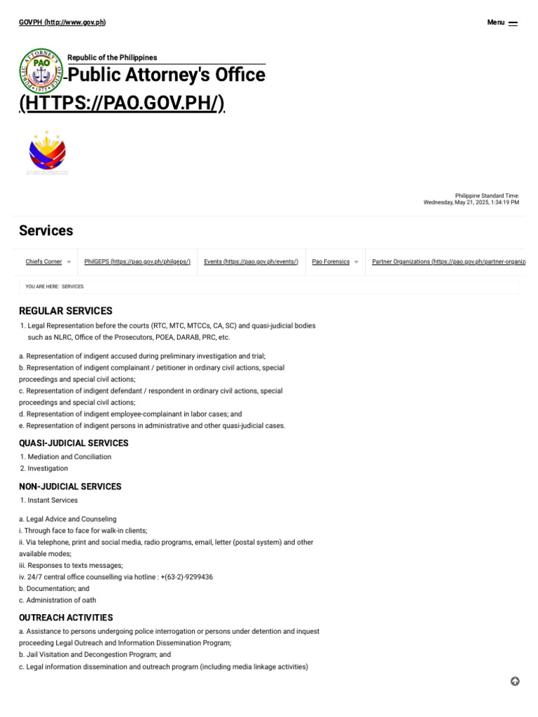 Services of PAO Philippines | PDF | Prosecutor | Lawyer
