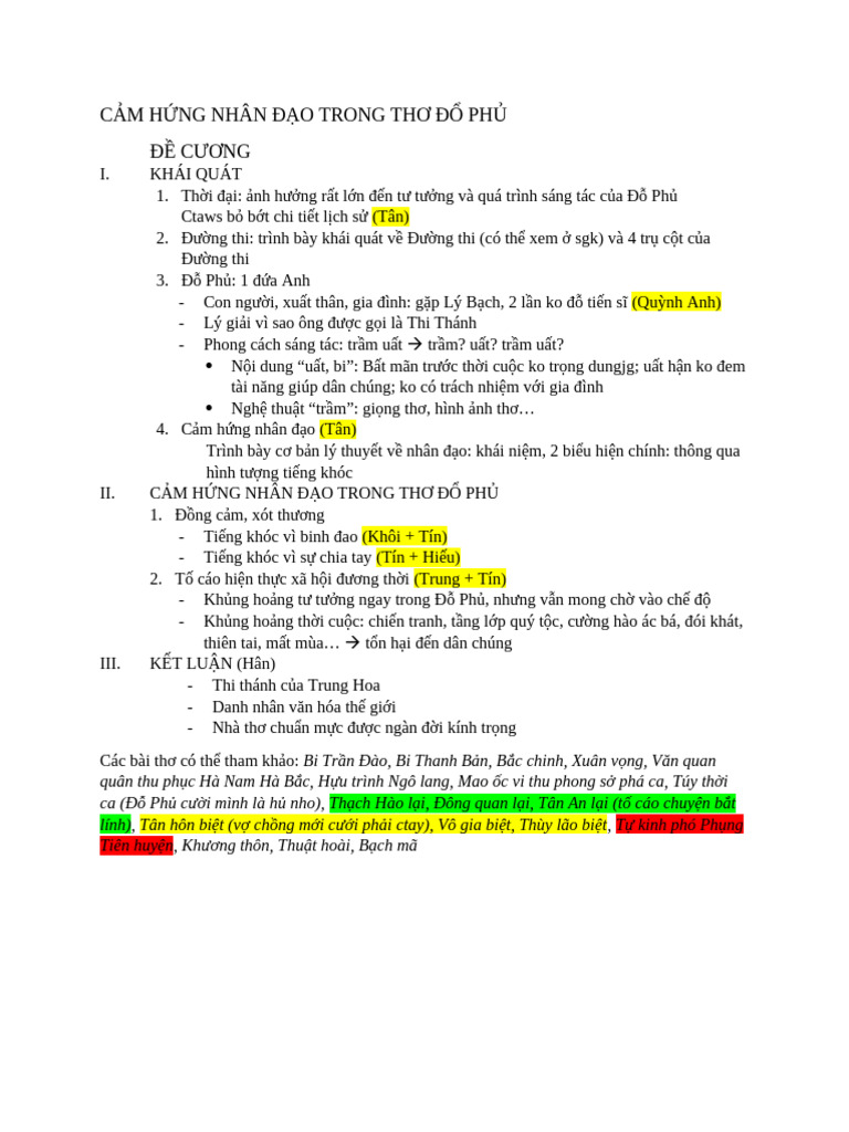 C M H NG Nhân Đ o Trong Thơ Đ PH | PDF