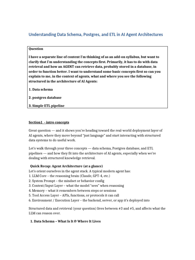 AI Agent Structured Data Layers | PDF | Postgre Sql | Databases