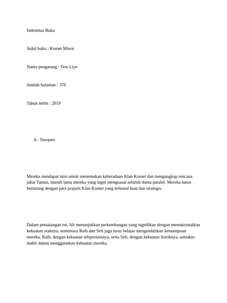 Novel Komet Minor | PDF