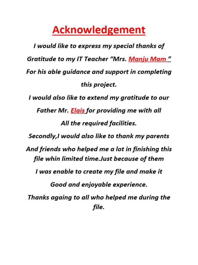 Acknowledgement Full | PDF