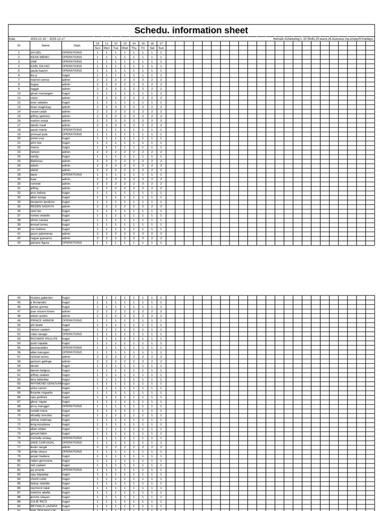 Schedu. Information Sheet | PDF | Employee Relations | Labor Rights