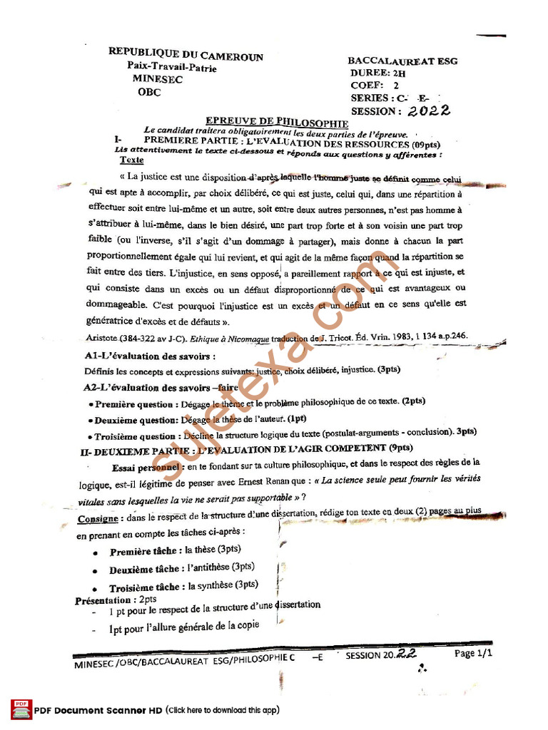 Philosophie Bac C-E 2022 2 | PDF