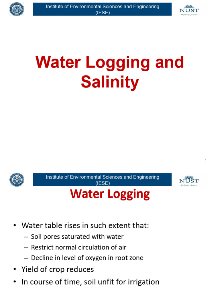 Water Logging and Salinity | PDF | Soil | Drainage