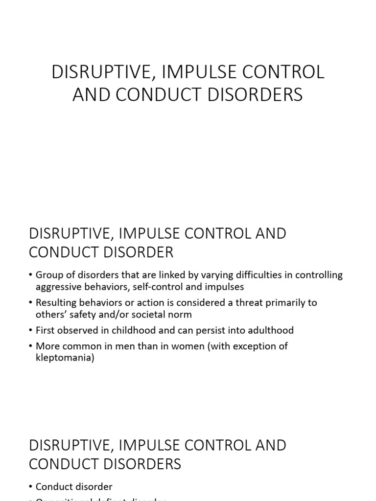 Disruptive, Impulse Control, and Conduct Disorders | PDF | Mental ...