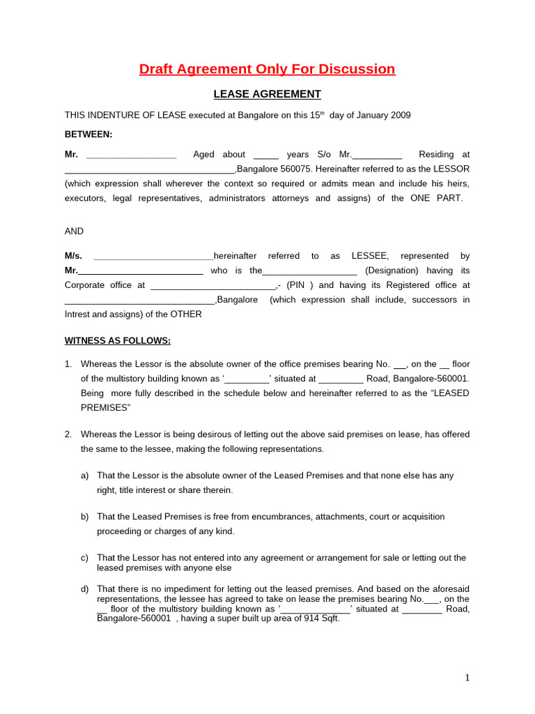 Commercial Draft Agreement LI | PDF | Lease | Private Law