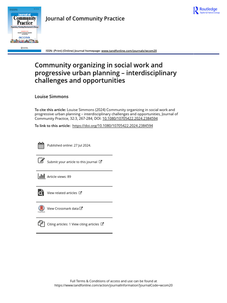 Community Organizing in Social Work and Progressive Urban Planning ...