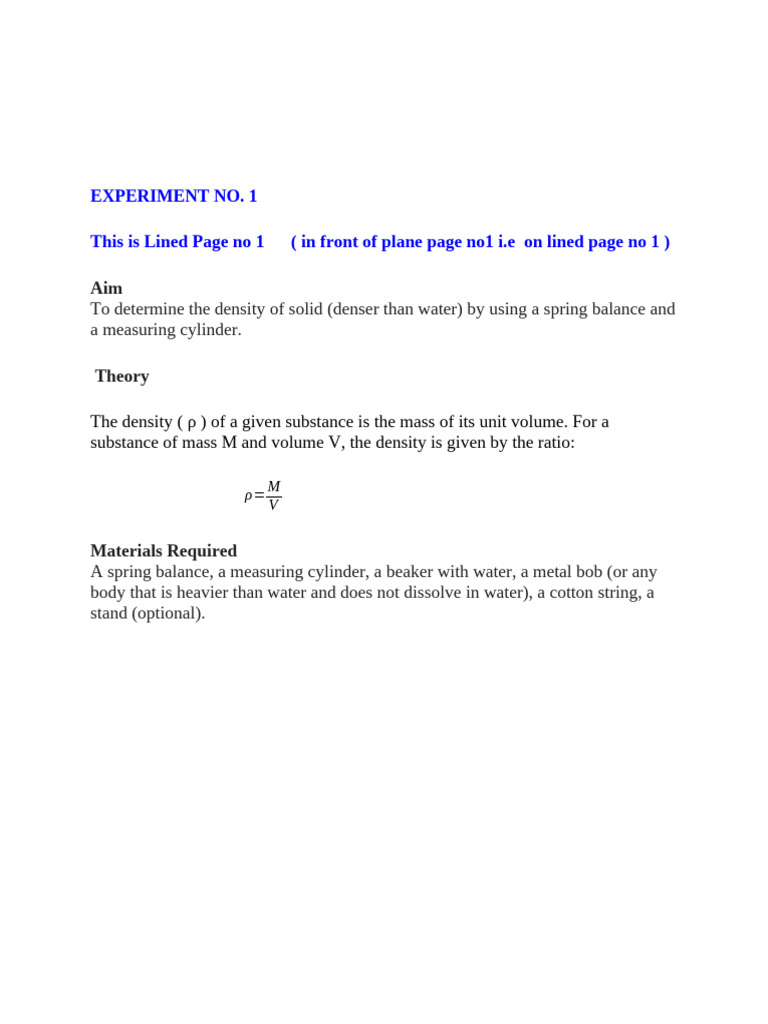 Practical Class 9 Density of Solid | PDF | Density | Weight