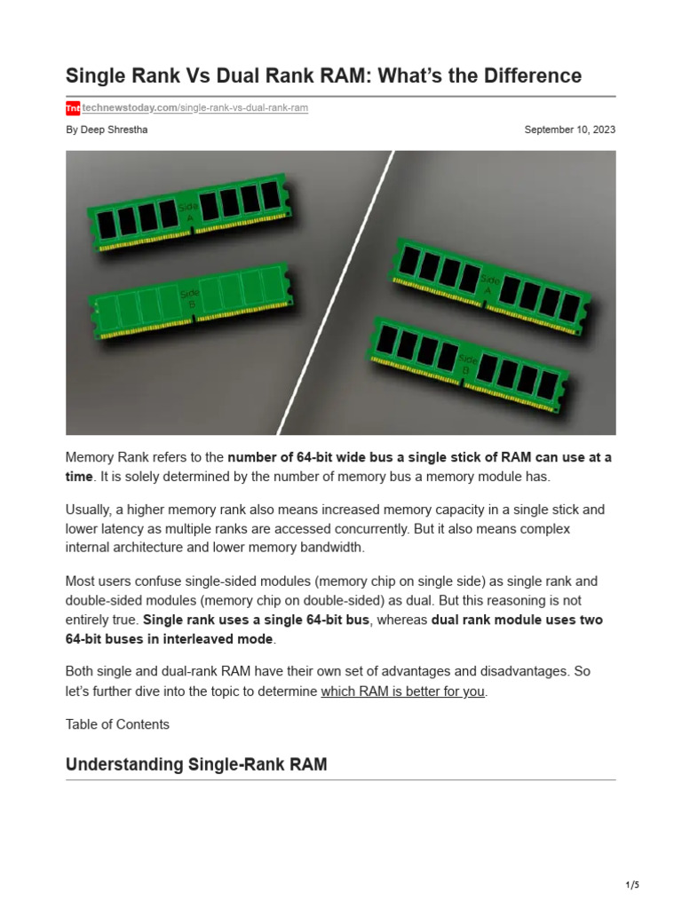Single Rank Vs Dual Rank RAM Whats The Difference | PDF | Random Access ...