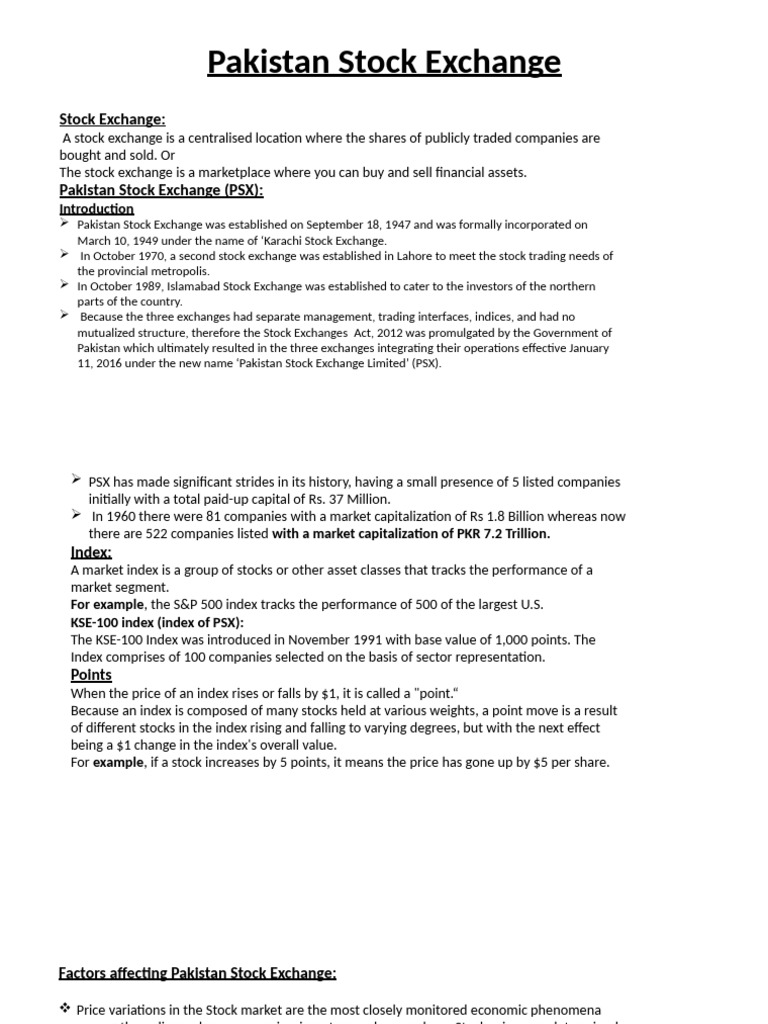 Pakistan Stock Exchange | PDF | Inflation | Stock Market