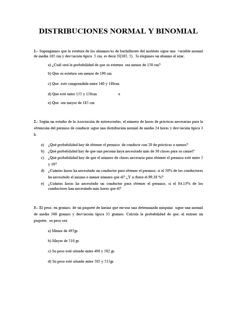Distribucion Normal y Binomial | PDF | Desviación Estándar | Probabilidad