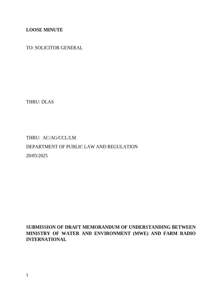 Loose Minute Mou Between Mowe and Farm Radio International | PDF