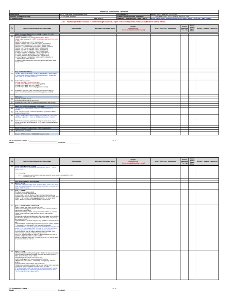 HRSG - LBP-SBP Piping - TS Checklist - Rev-2 | PDF | Welding | Construction