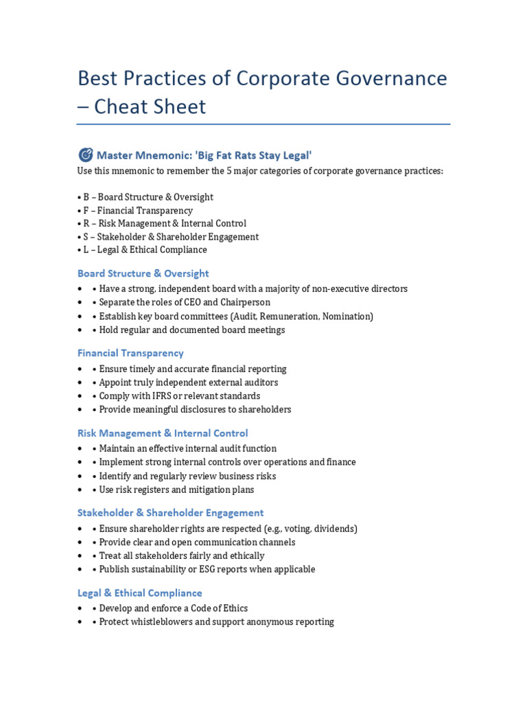 Corporate Governance Best Practices Guide | PDF