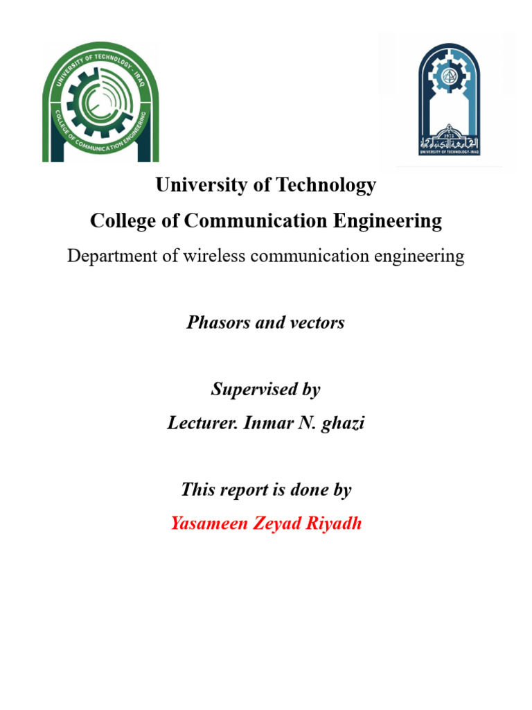 Phasors and Vectors Eng - Yasameen | PDF | Mimo | Vector Space