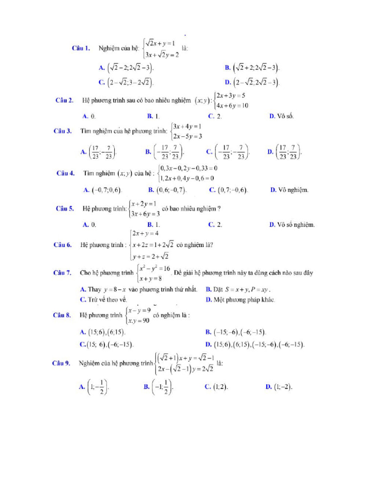 bt hệ pt toán 9 | PDF