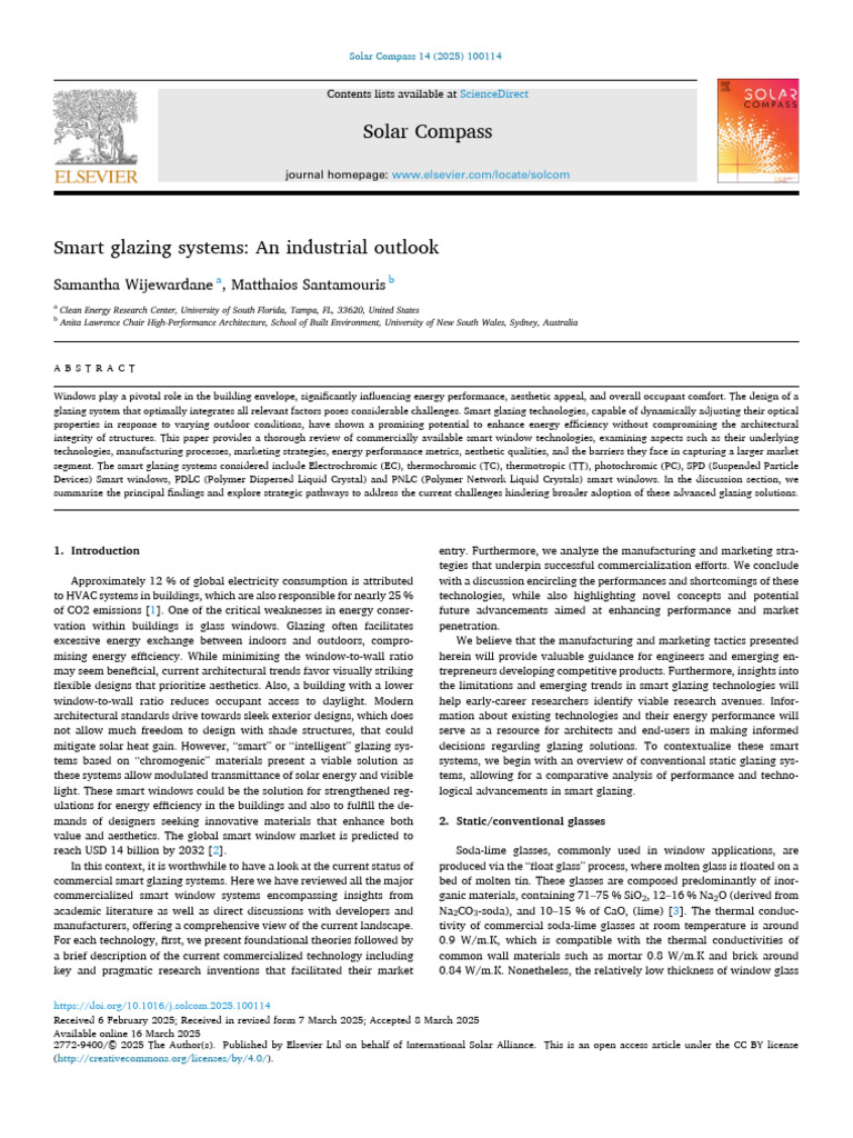 Smart Glazing Systems: An Industrial Outlook | PDF | Glasses ...